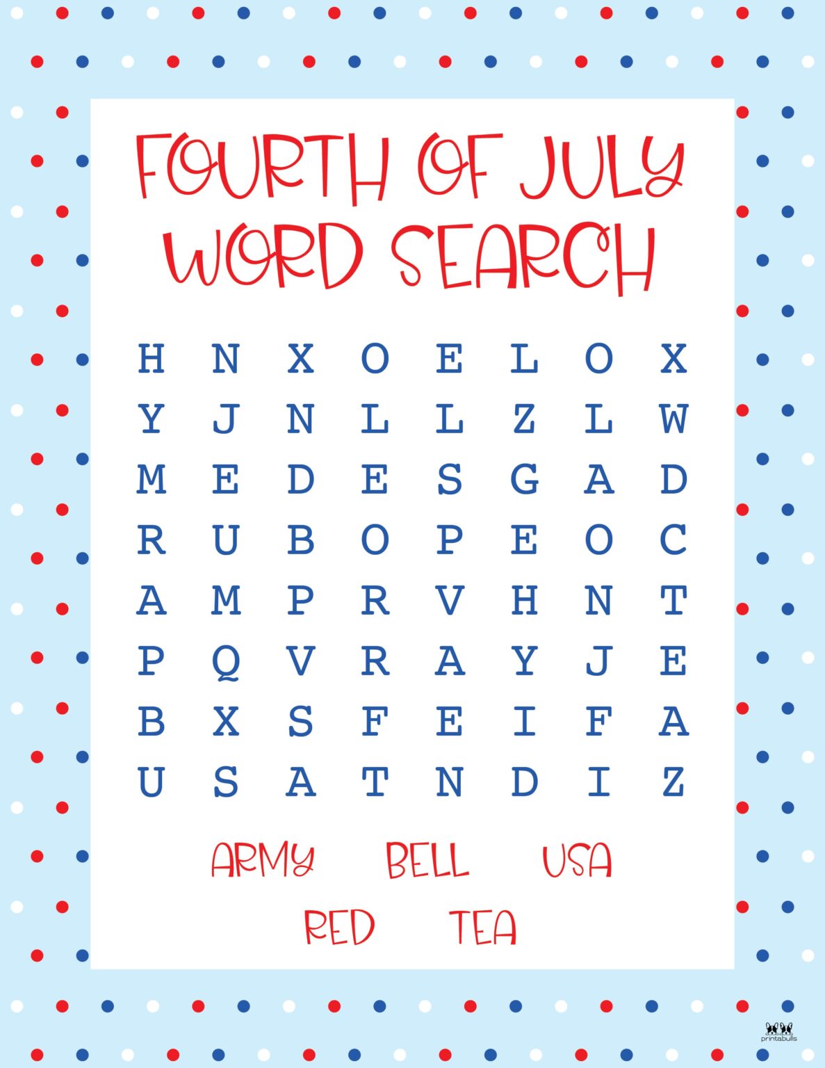 4th of July Word Searches - 20 Pages | Printabulls