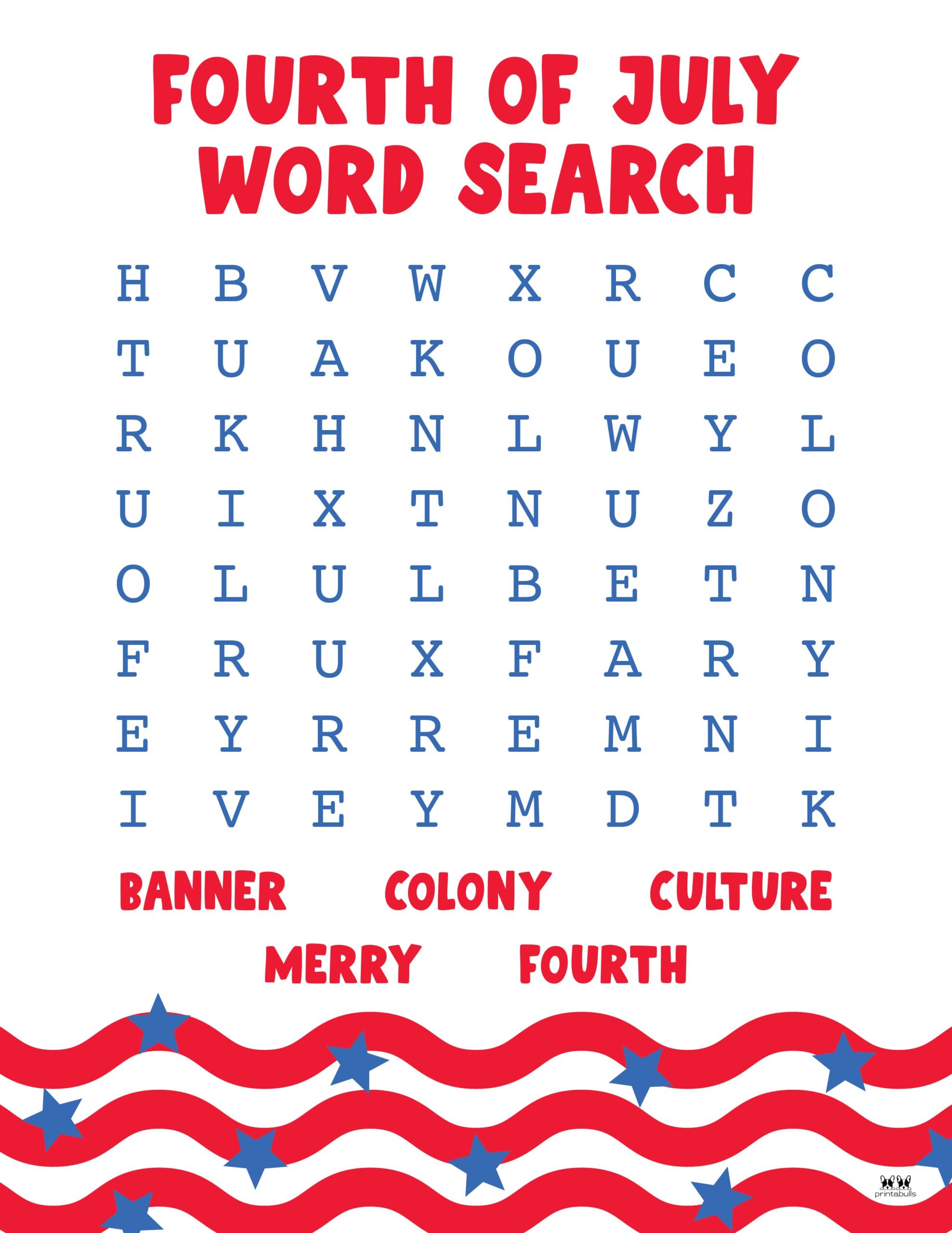 4th of July Word Searches - 20 Pages | Printabulls
