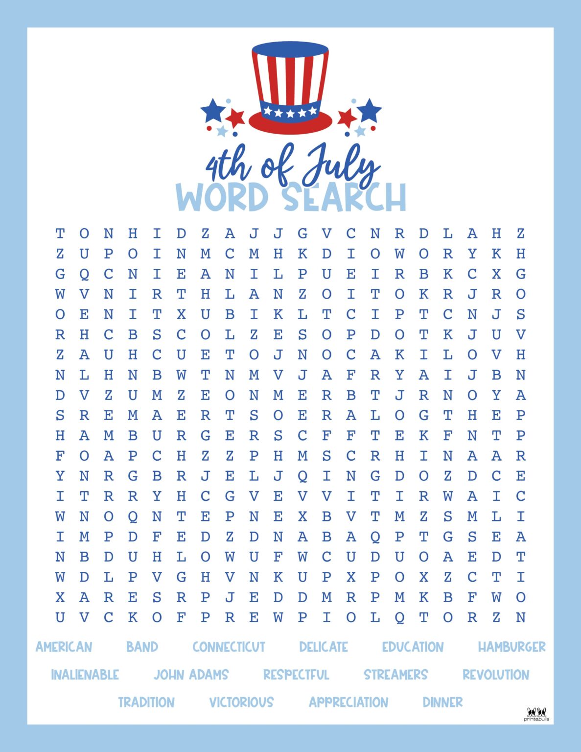4th of July Word Searches - 20 Pages | Printabulls