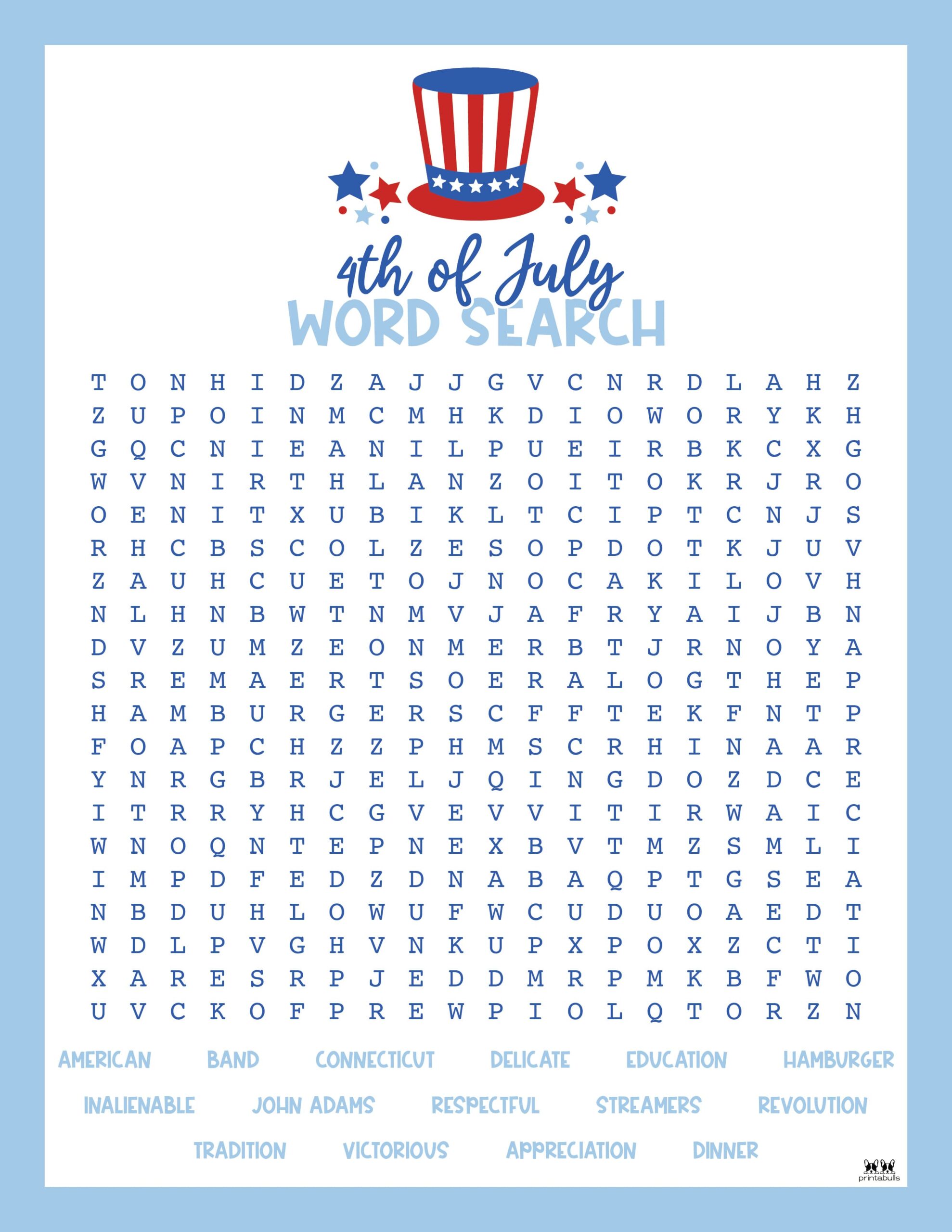 4th of July Word Searches - 20 Pages | Printabulls