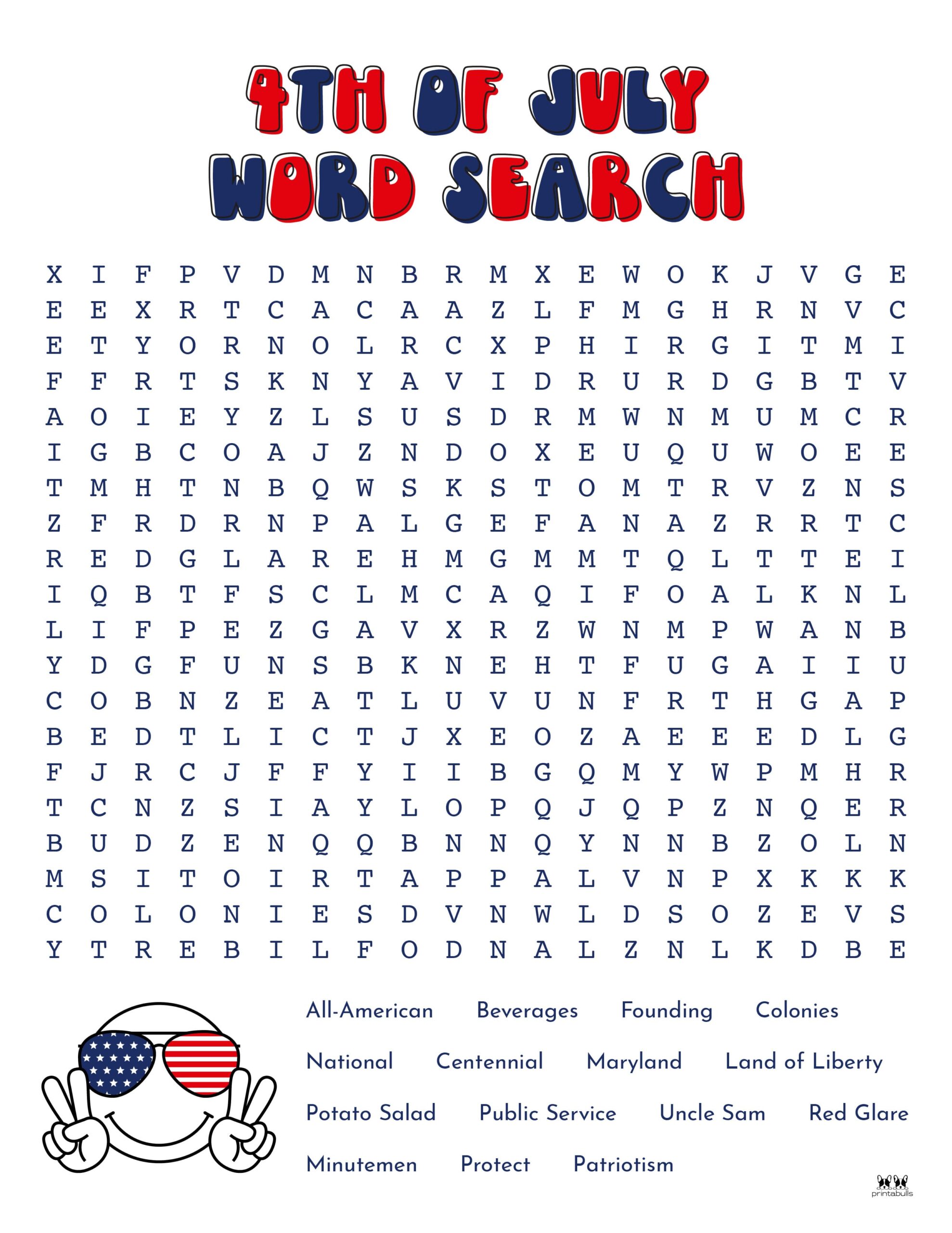 4th of July Word Searches - 20 Pages | Printabulls