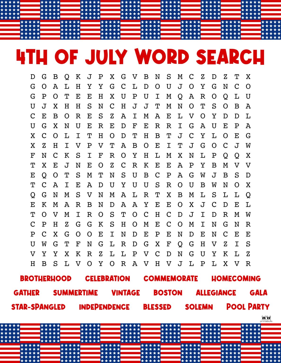 4th of July Word Searches - 20 Pages | Printabulls