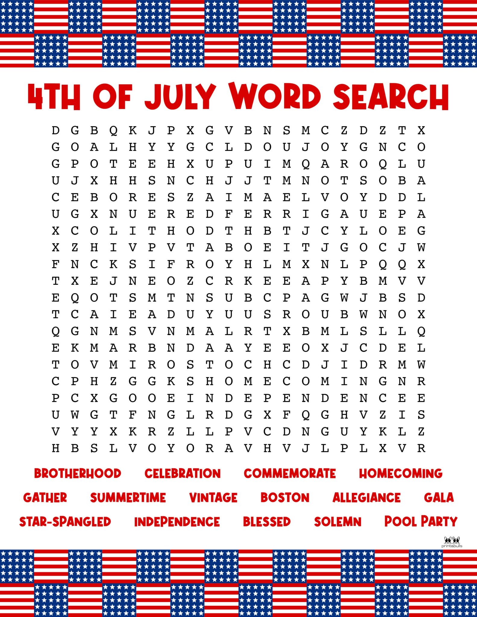 4th of July Word Searches - 20 Pages | Printabulls