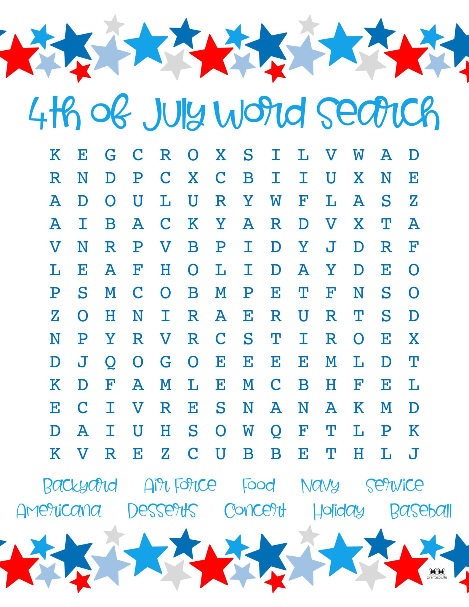 4th of July Word Searches - 20 Pages | Printabulls