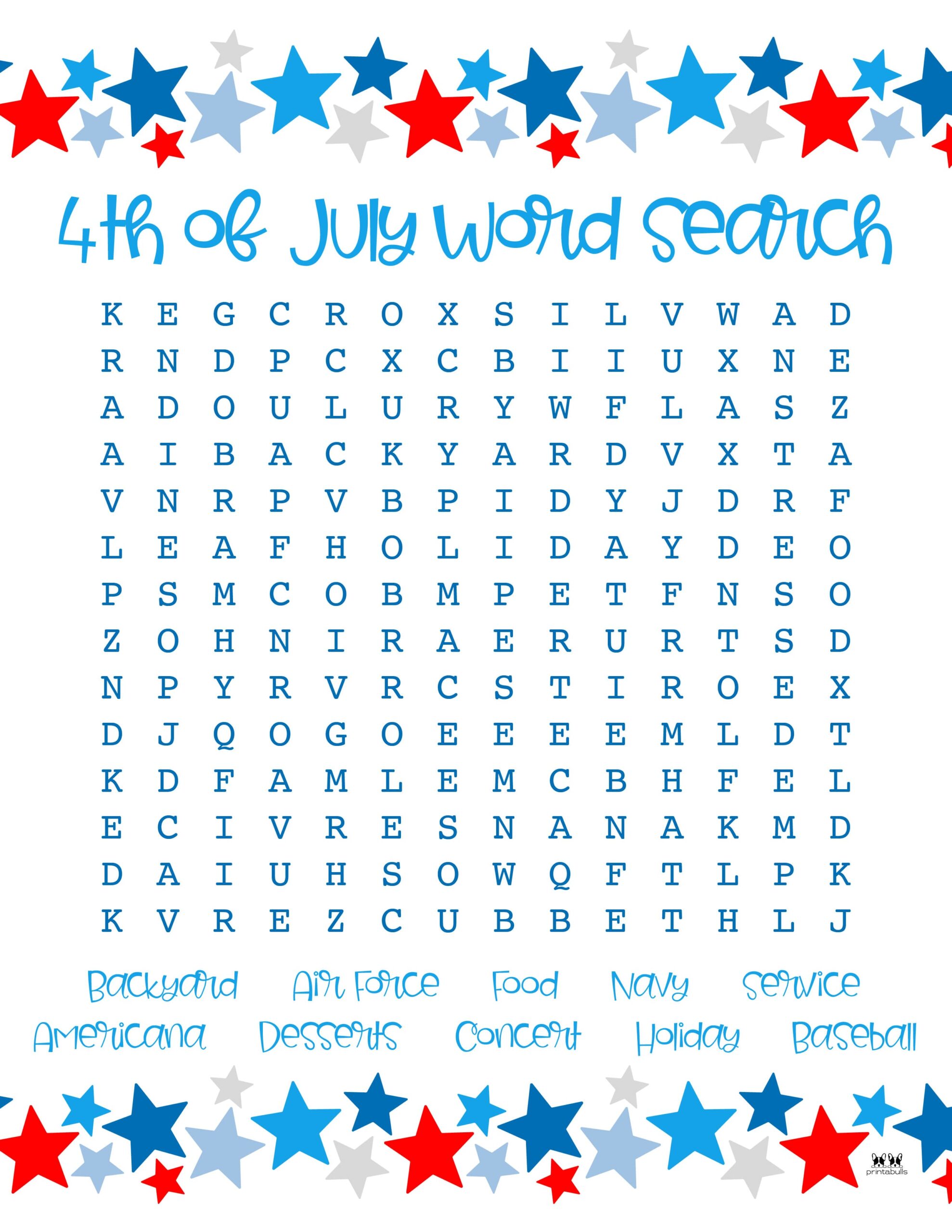 4th of July Word Searches - 20 Pages | Printabulls