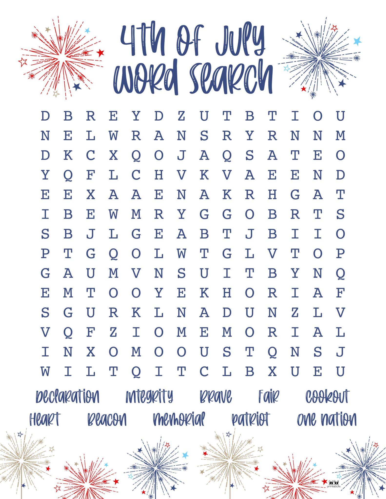 4th of July Word Searches - 20 Pages | Printabulls