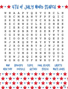 4th of July Word Searches - 20 Pages | Printabulls