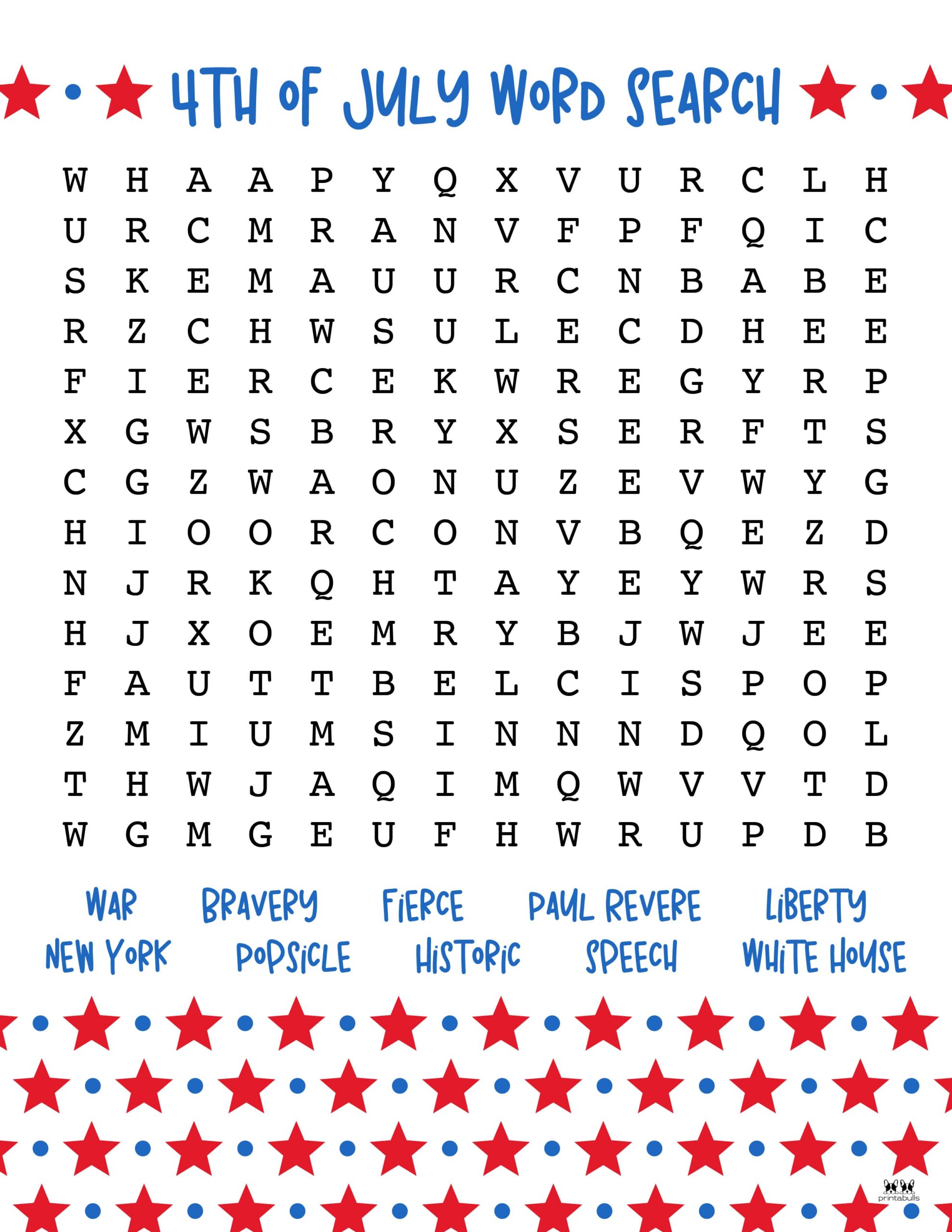 4th of July Word Searches - 20 Pages | Printabulls