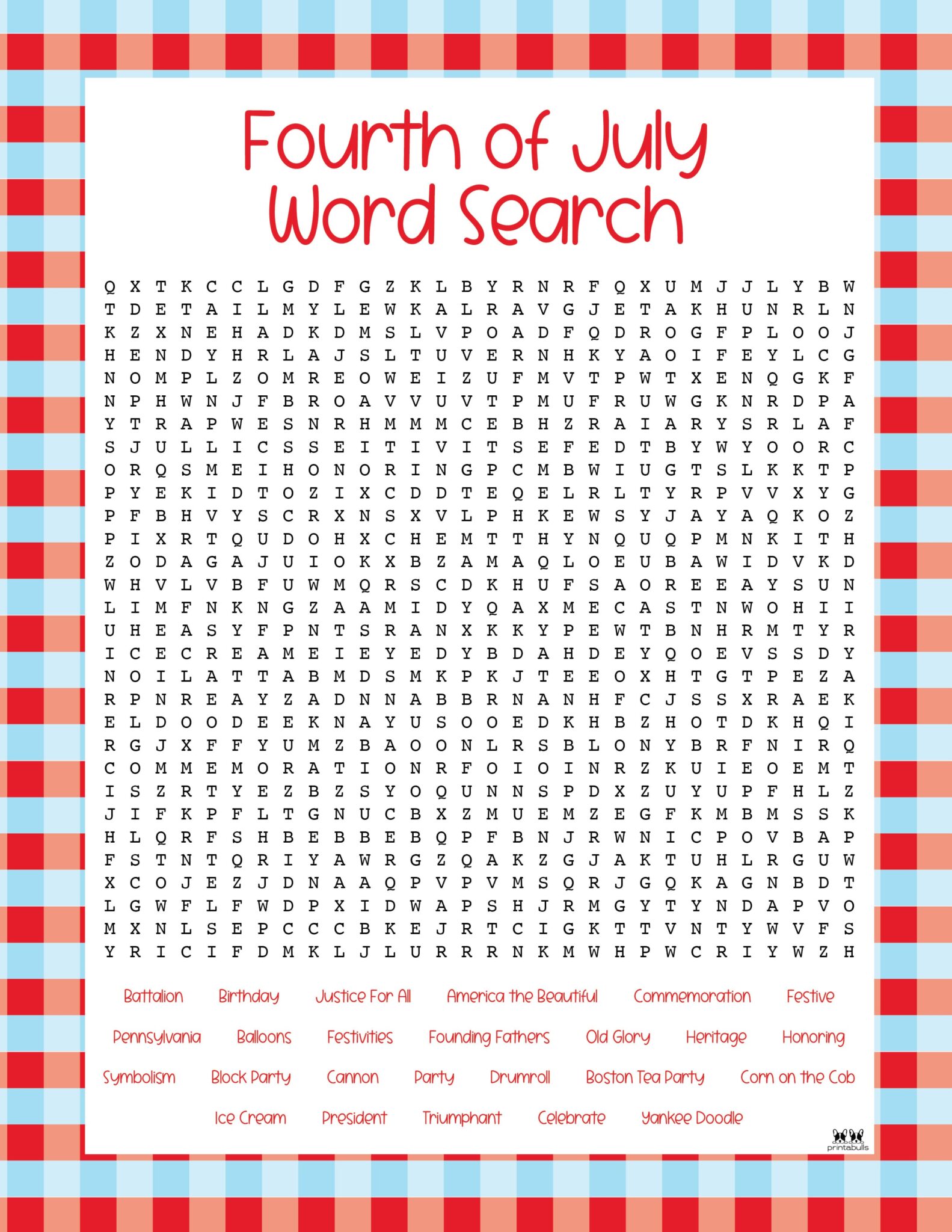 4th of July Word Searches - 20 Pages | Printabulls