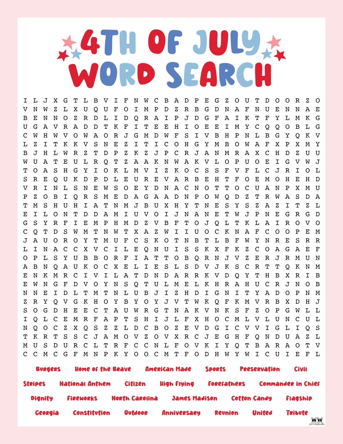 4th of July Word Searches - 20 Pages | Printabulls