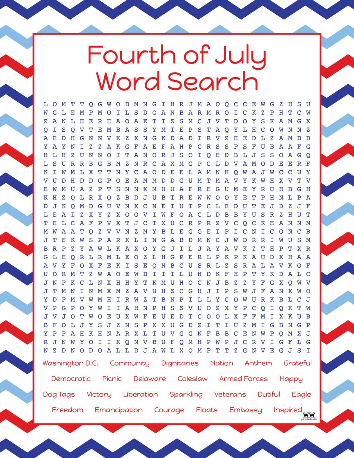 4th of July Word Searches - 20 Pages | Printabulls