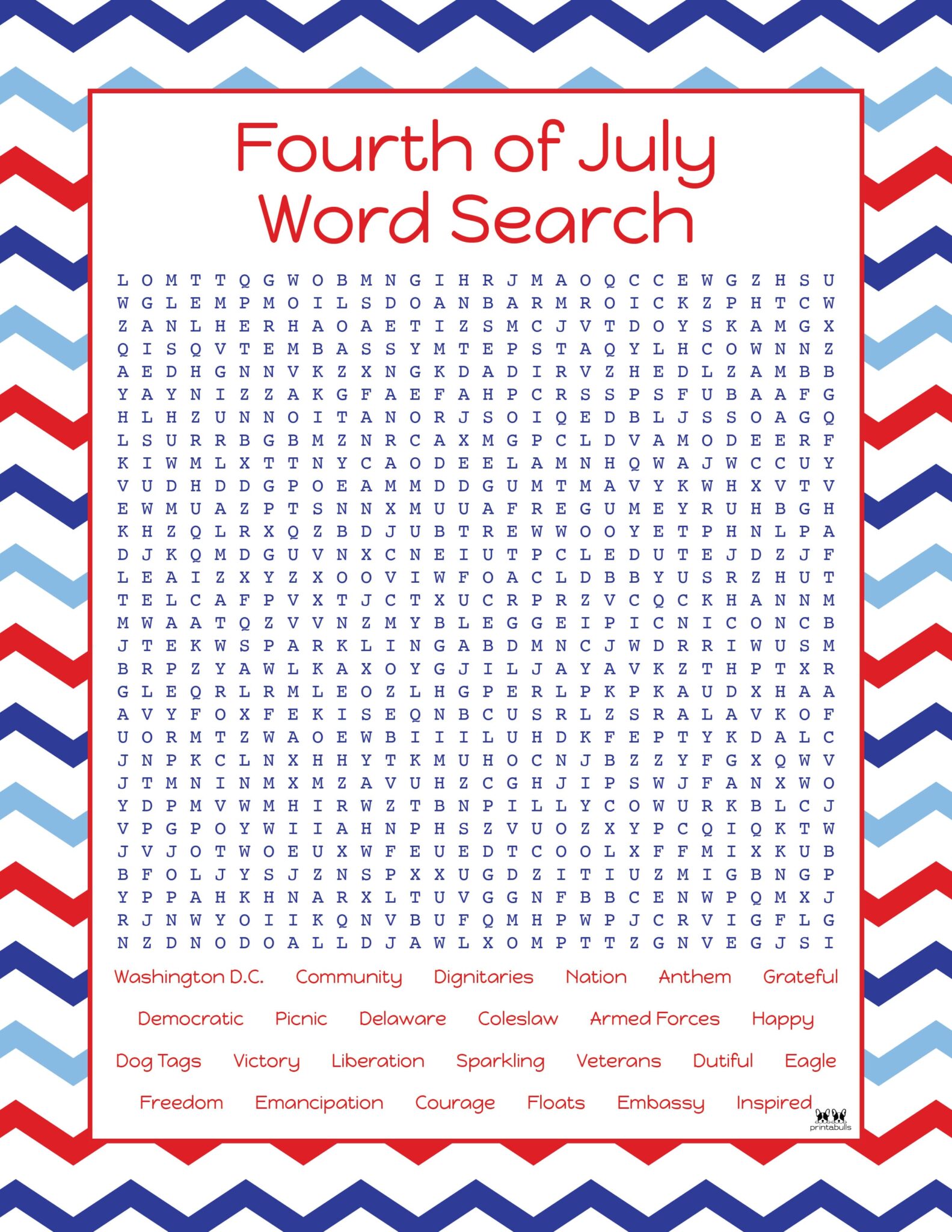 4th of July Word Searches - 20 Pages | Printabulls