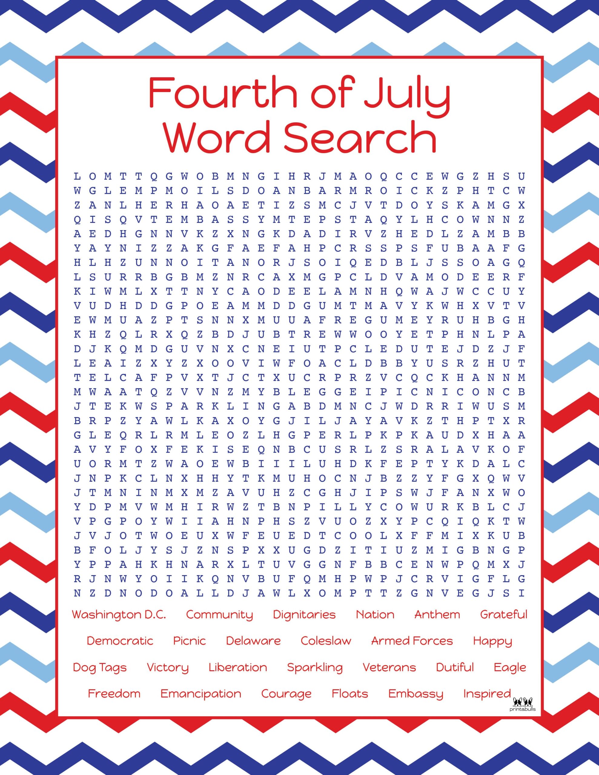 4th of July Word Searches - 20 Pages | Printabulls