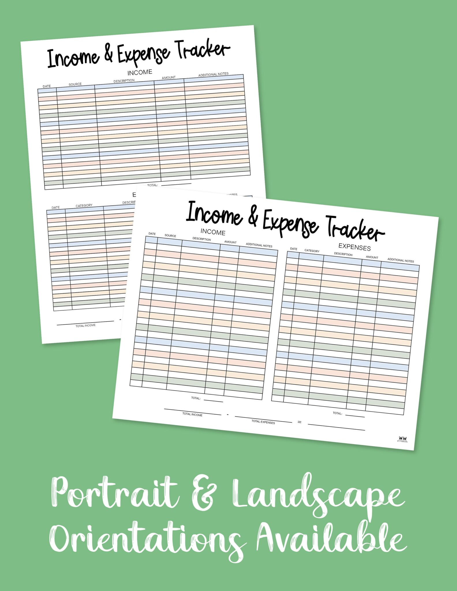 Income & Expense Trackers - 40 Printables | Printabulls