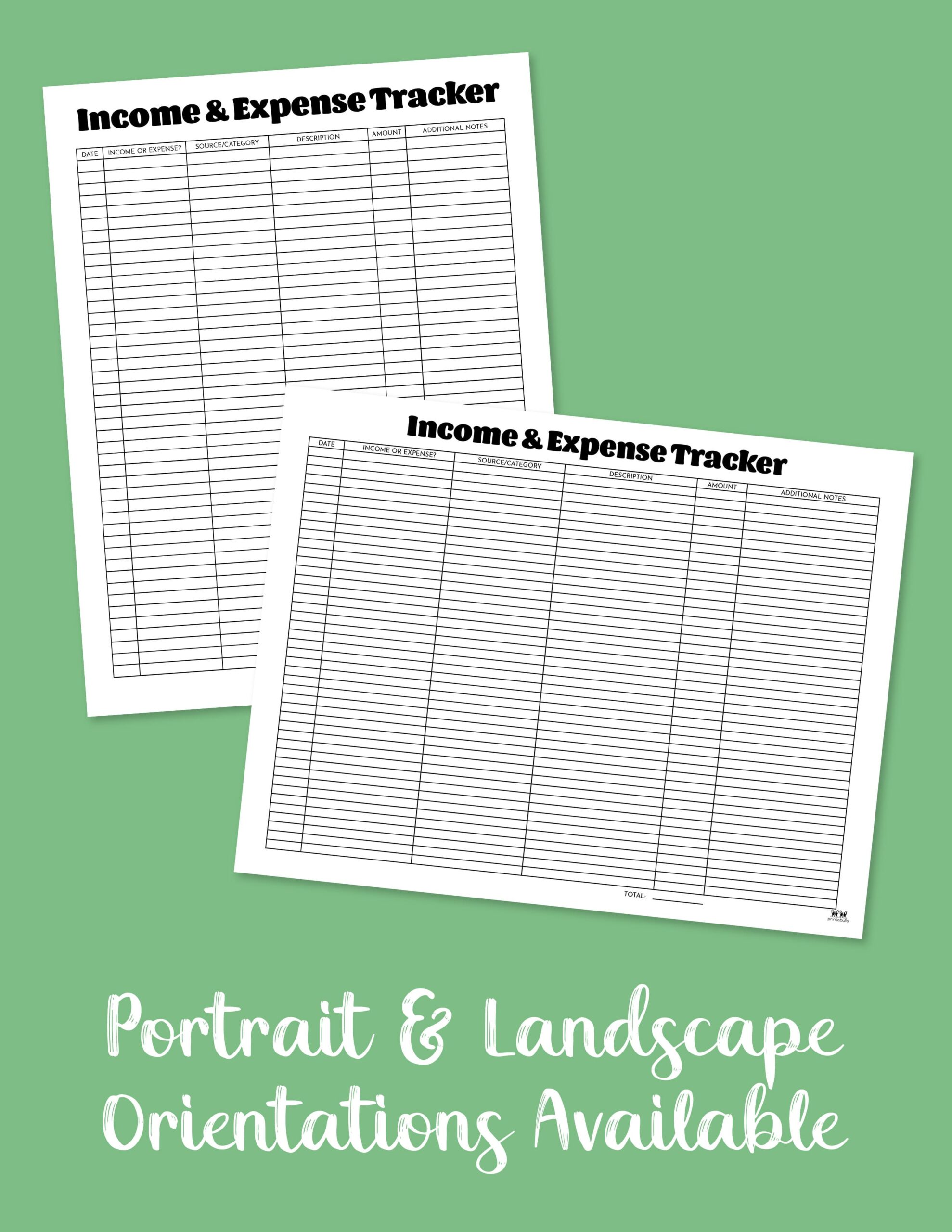 Income & Expense Trackers - 40 Printables | Printabulls