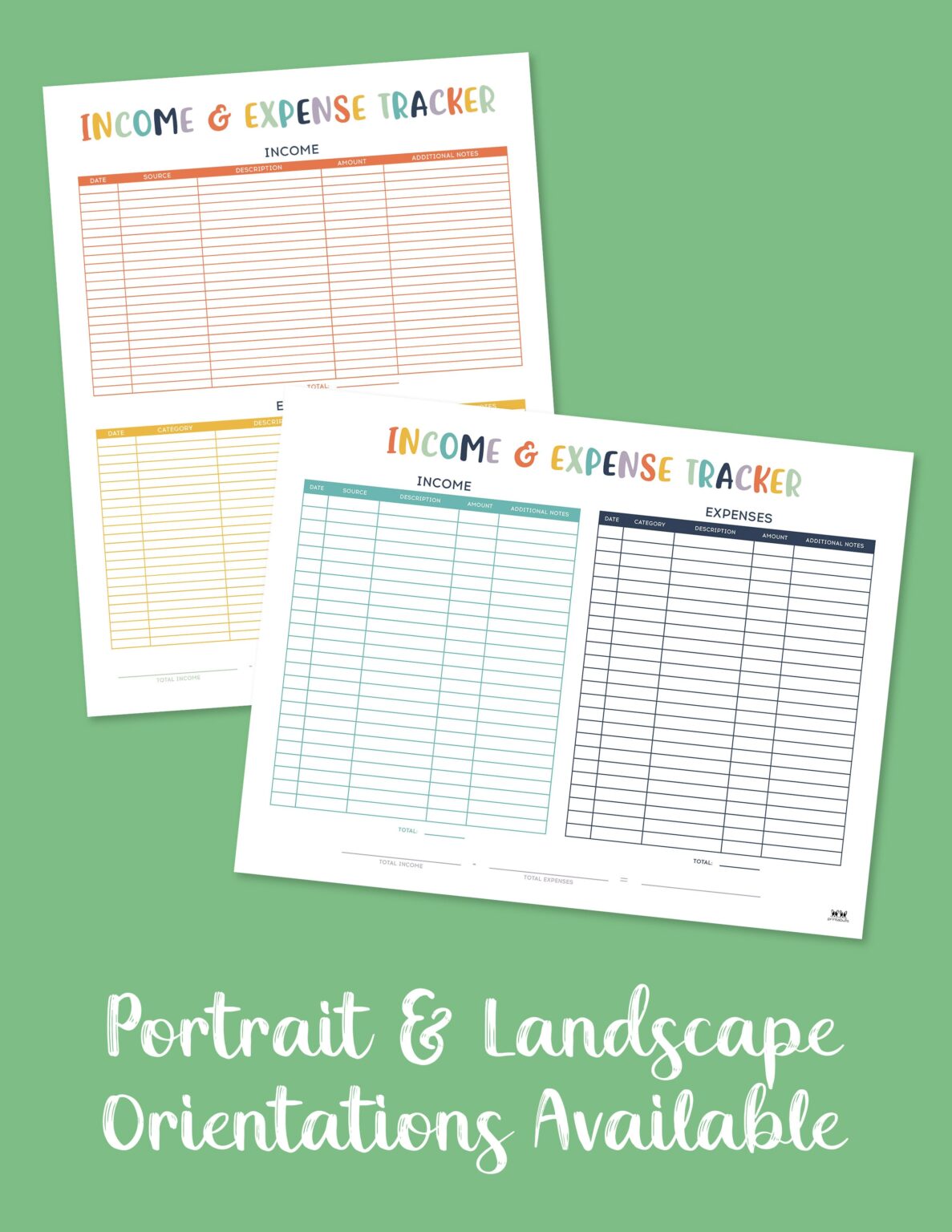 Income & Expense Trackers - 40 Printables | Printabulls