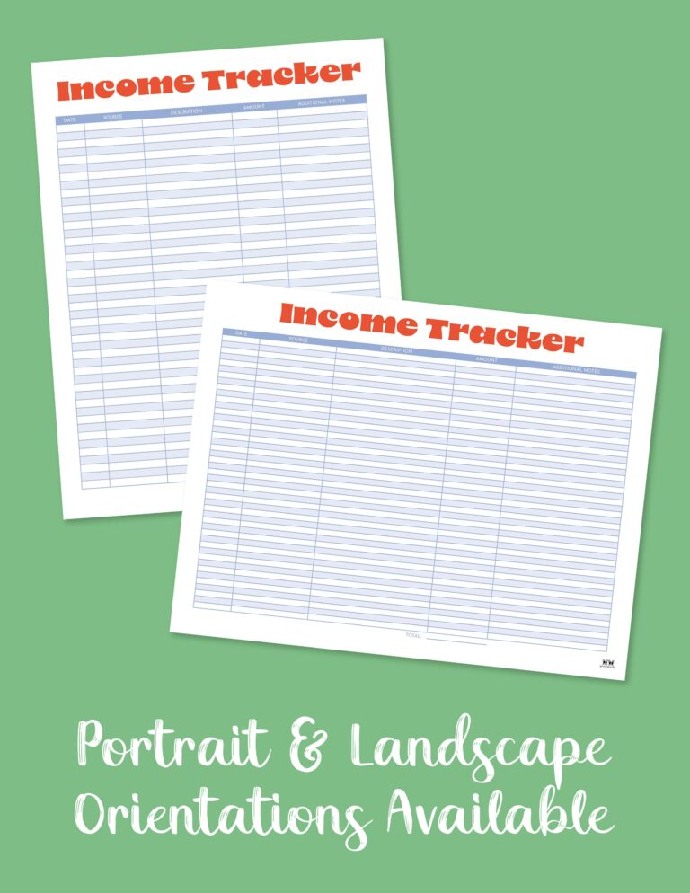 Income Trackers - 40 FREE Printables | Printabulls