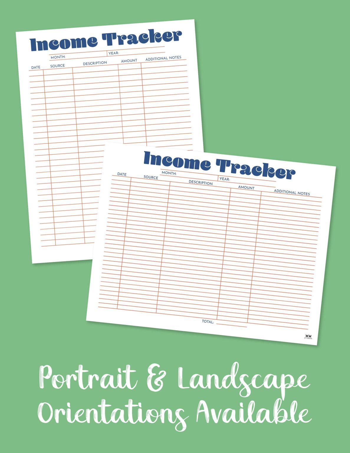 Income Trackers - 40 FREE Printables | Printabulls