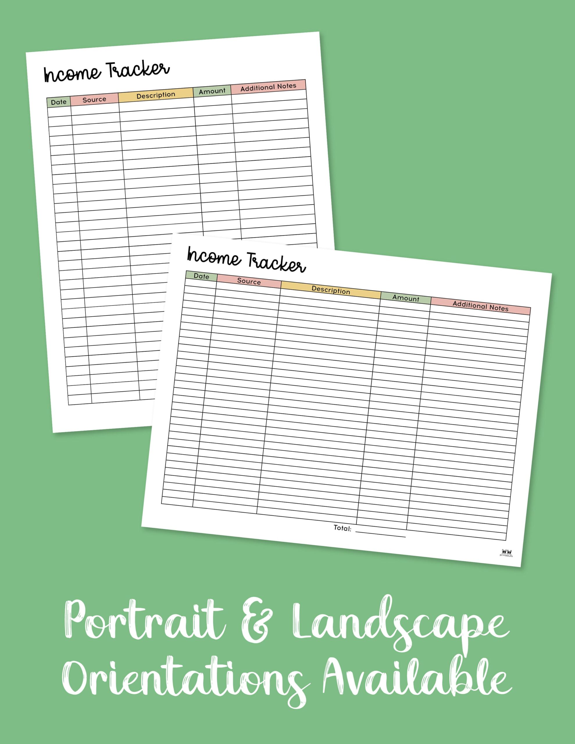 Income Trackers - 40 FREE Printables | Printabulls