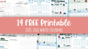 2025-2026 Winter Calendars - 14 FREE Cals | Printabulls