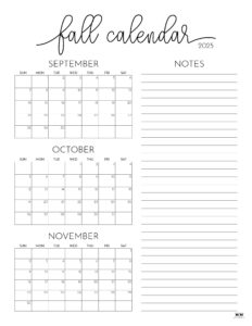 2025 Fall Calendars - 14 FREE Printables - PrintaBulk