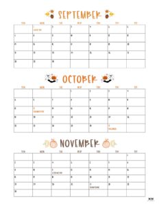 2025 Fall Calendars - 14 FREE Printables - PrintaBulk