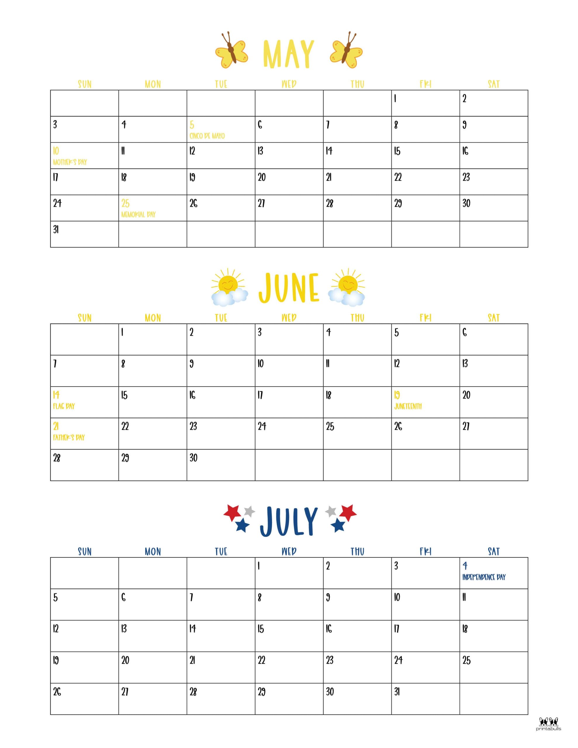 2026 Summer Calendars - 43 FREE Printables | Printabulls