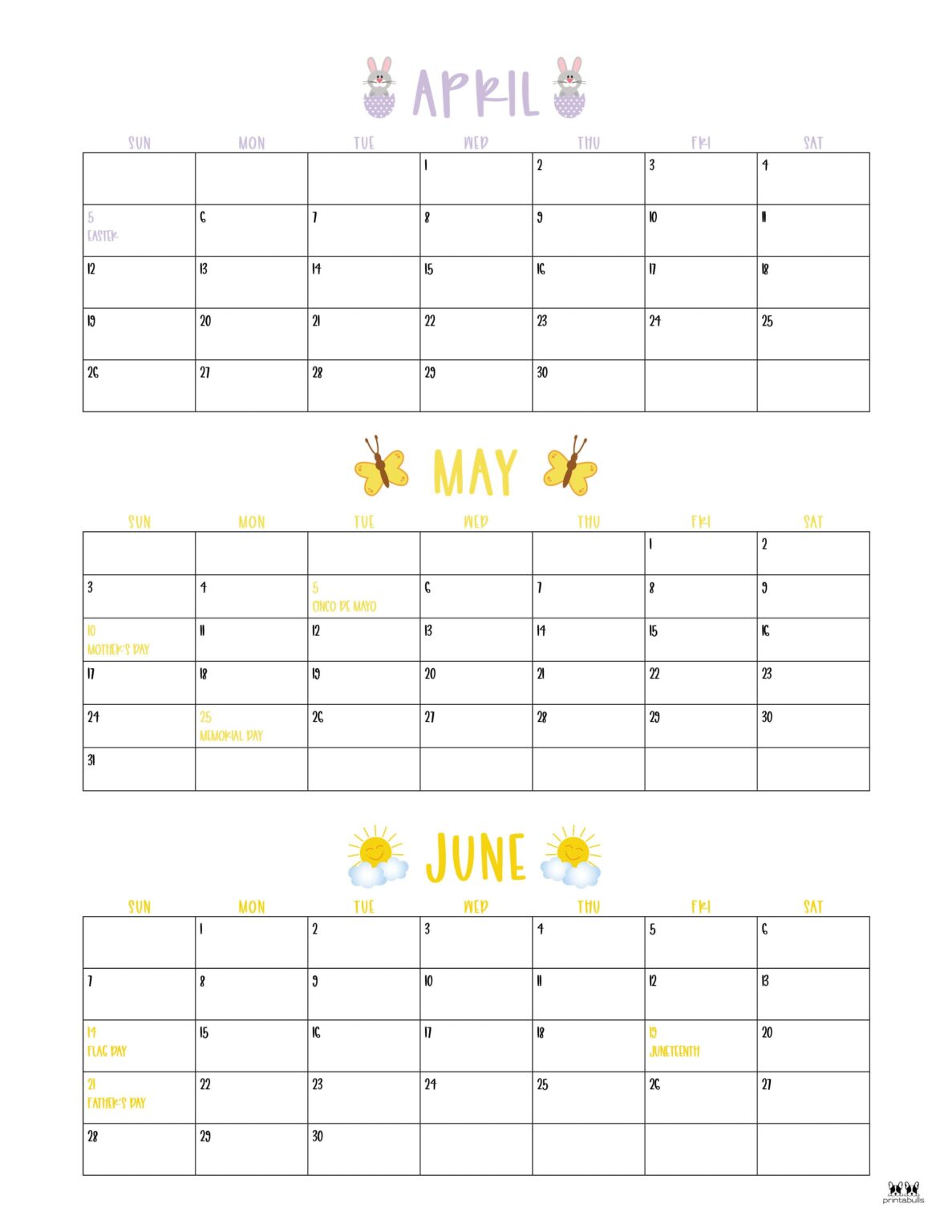 2026 Three Month/Quarterly Calendars - 36 FREE Cals | Printabulls
