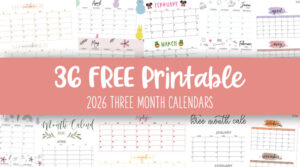 2026 Three Month/Quarterly Calendars - 36 FREE Cals | Printabulls
