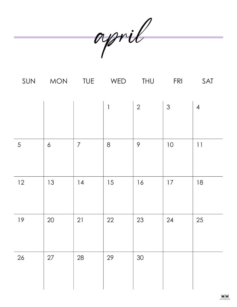 April 2026 Calendars - 150 FREE Printables | Printabulls