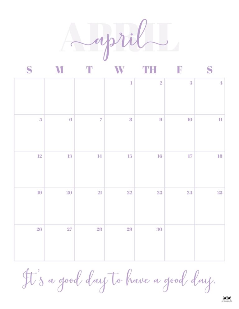 April 2026 Calendars - 123 FREE Printables | Printabulls