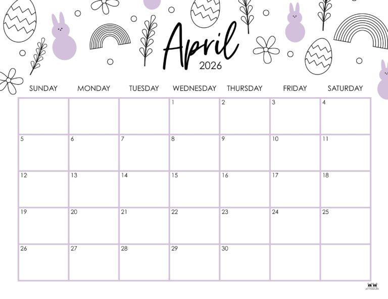 April 2026 Calendars - 123 FREE Printables | Printabulls