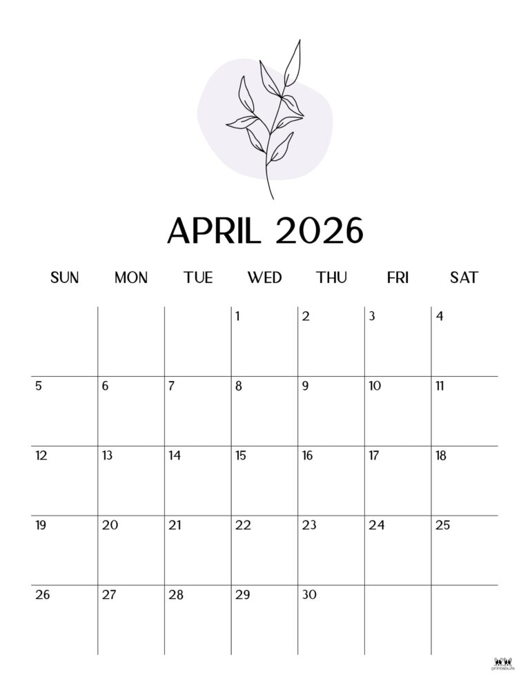 April 2026 Calendars - 123 FREE Printables | Printabulls