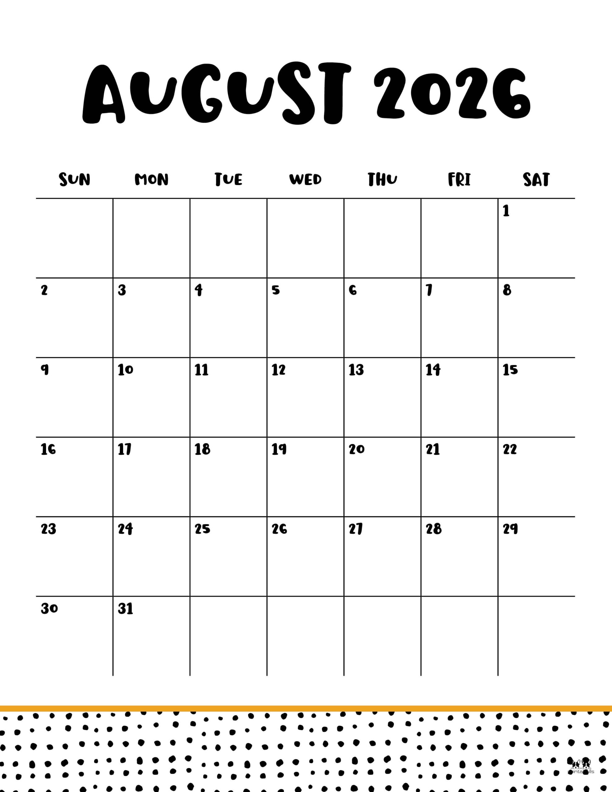 August 2026 Calendars - 123 FREE Printables | Printabulls