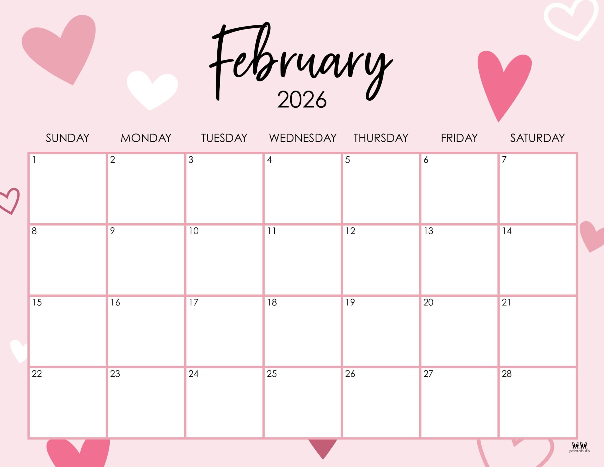 February 2026 Calendars - 150 FREE Printables | Printabulls