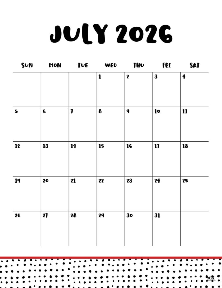 July 2026 Calendars - 123 FREE Printables | Printabulls