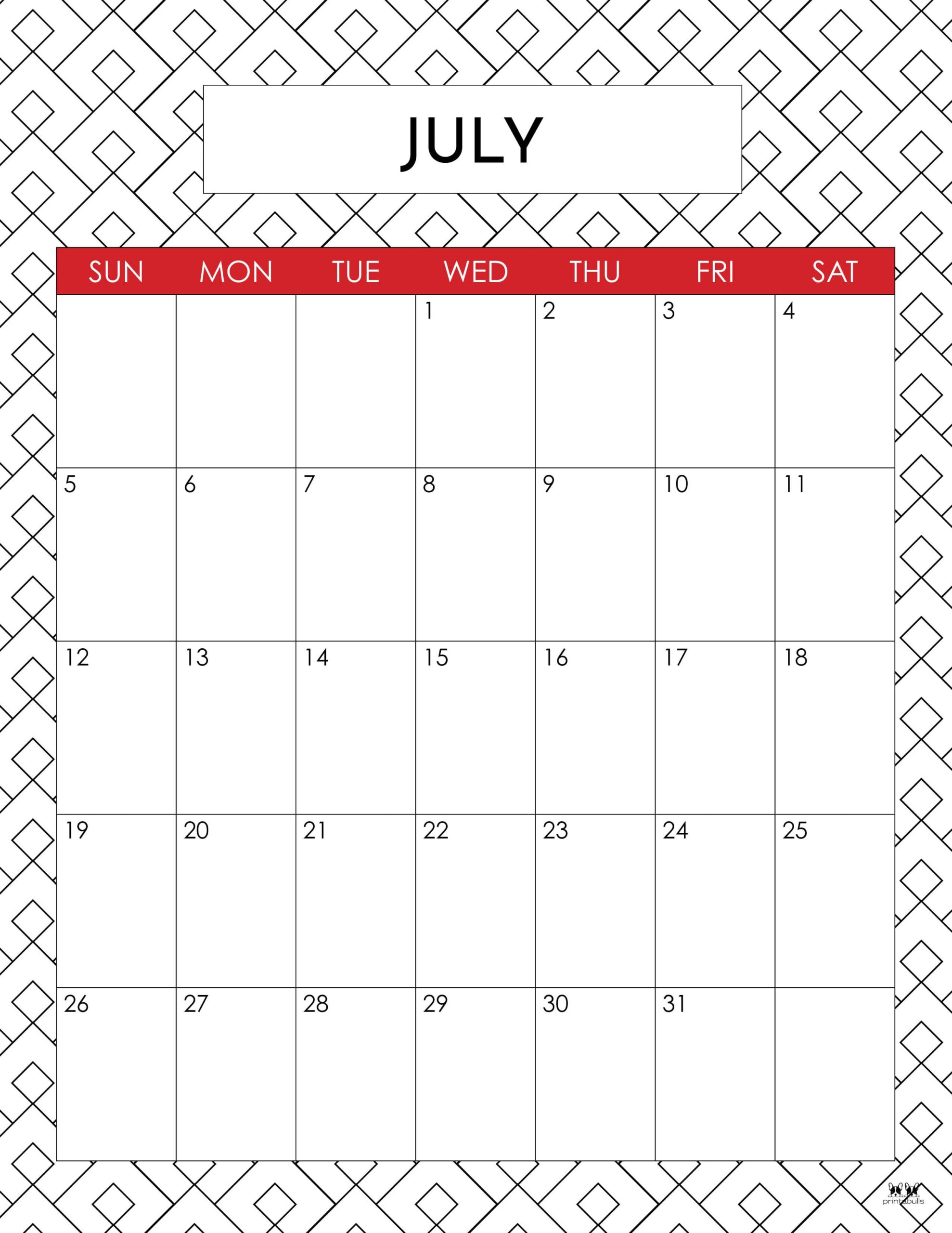 July 2026 Calendars - 123 FREE Printables | Printabulls