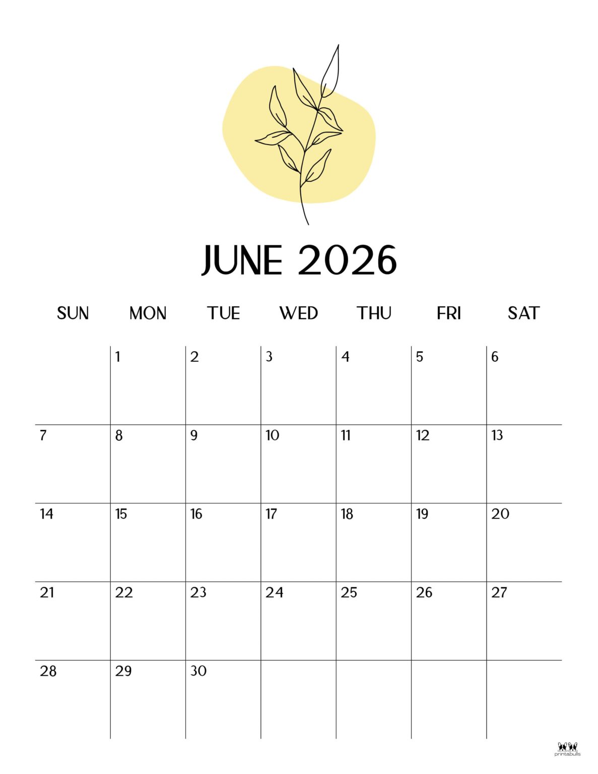 June 2026 Calendars - 123 FREE Printables | Printabulls