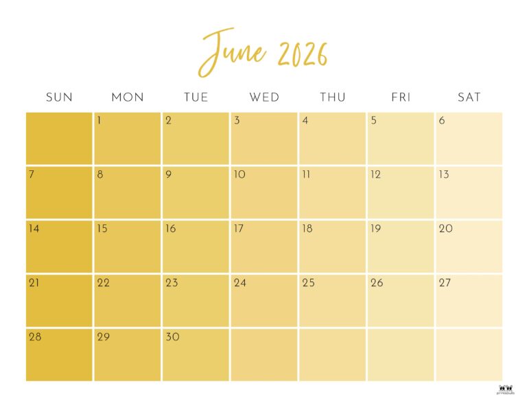June 2026 Calendars - 123 FREE Printables | Printabulls