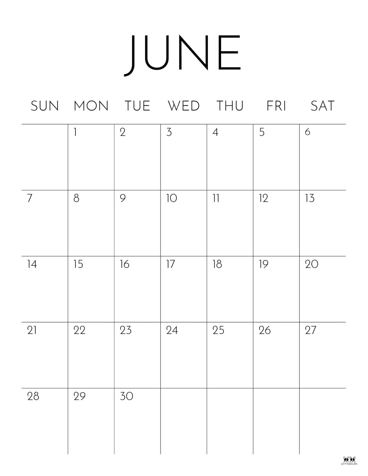 June 2026 Calendars - 123 FREE Printables | Printabulls
