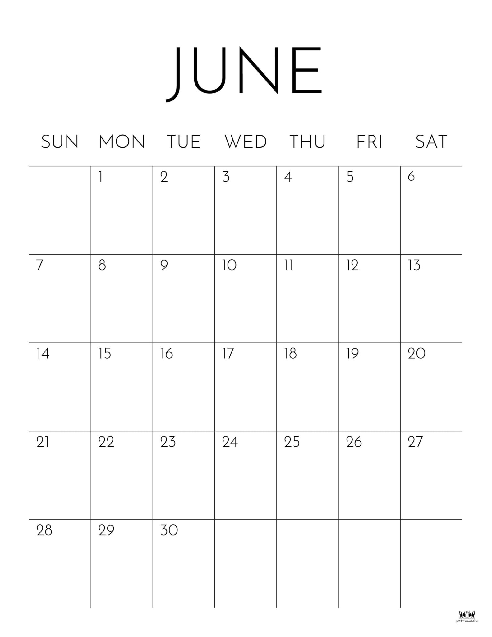 June 2026 Calendars - 123 FREE Printables | Printabulls