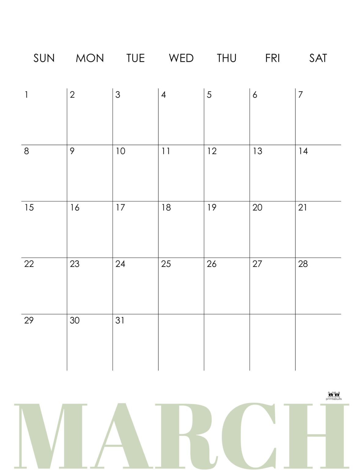 March 2026 Calendars - 150 FREE Printables | Printabulls