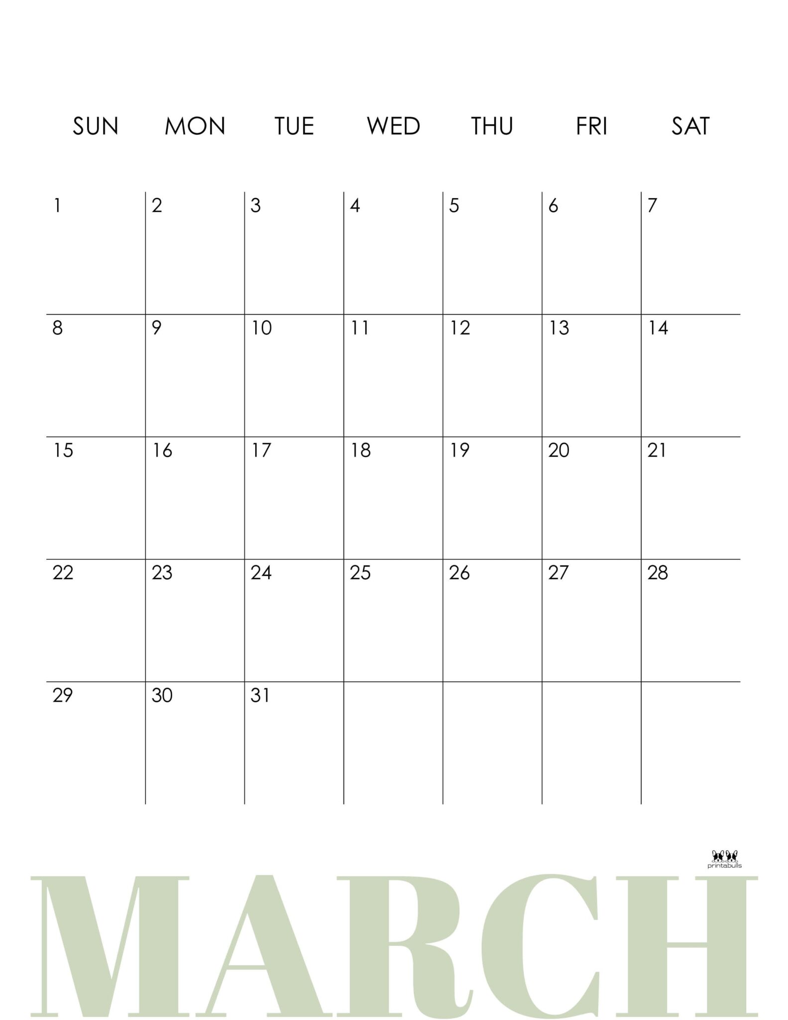 March 2026 Calendars - 150 FREE Printables | Printabulls