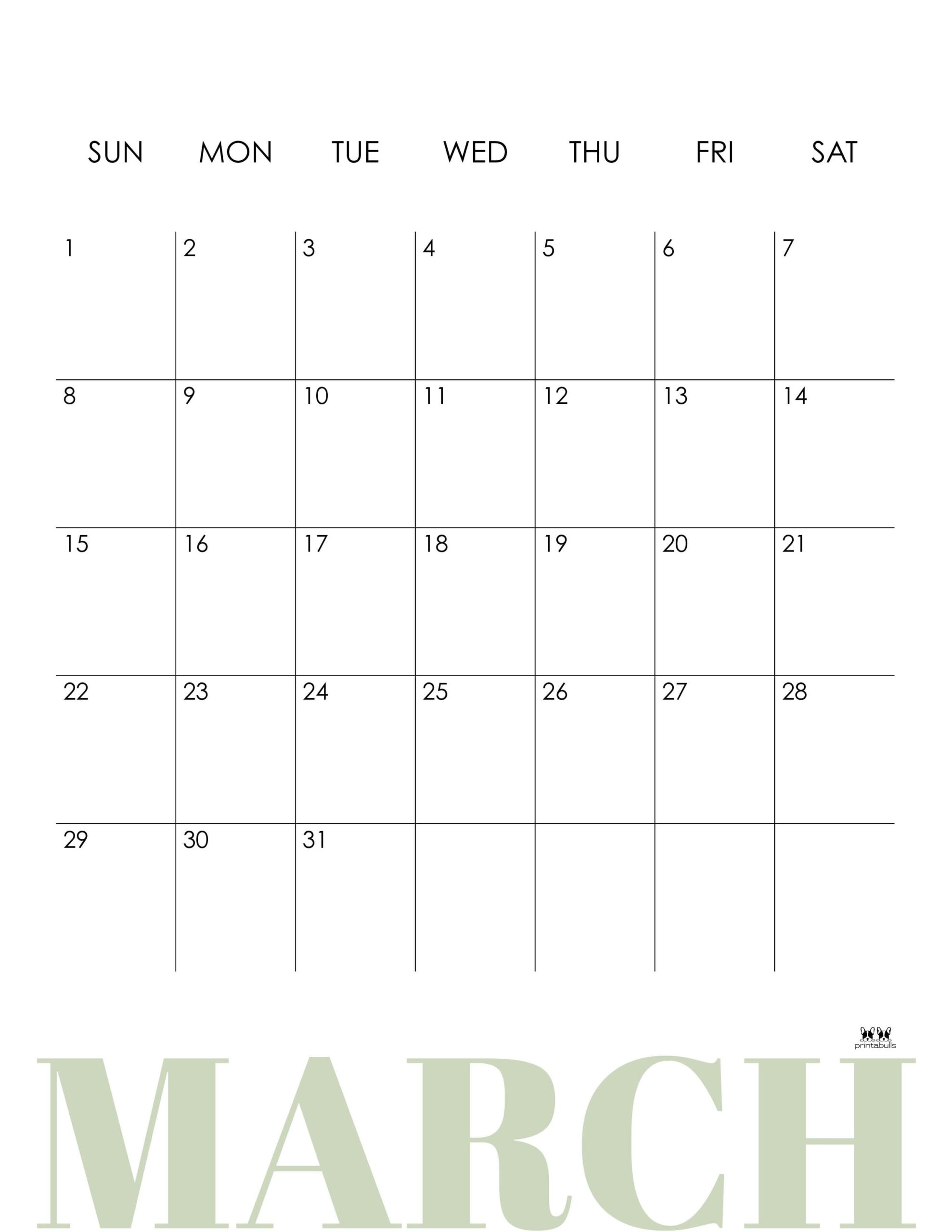 March 2026 Calendars - 150 FREE Printables | Printabulls