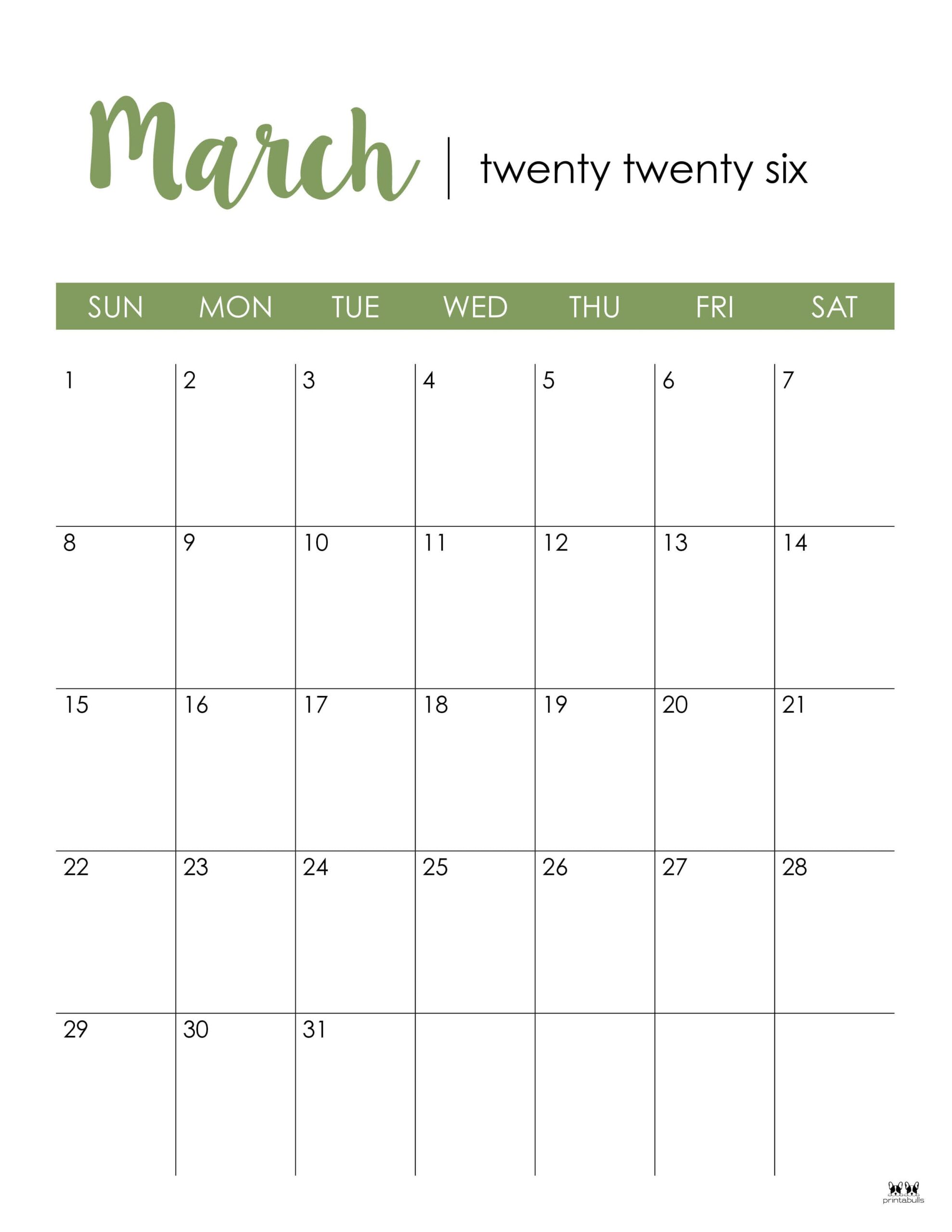 March 2026 Calendars - 123 FREE Printables | Printabulls
