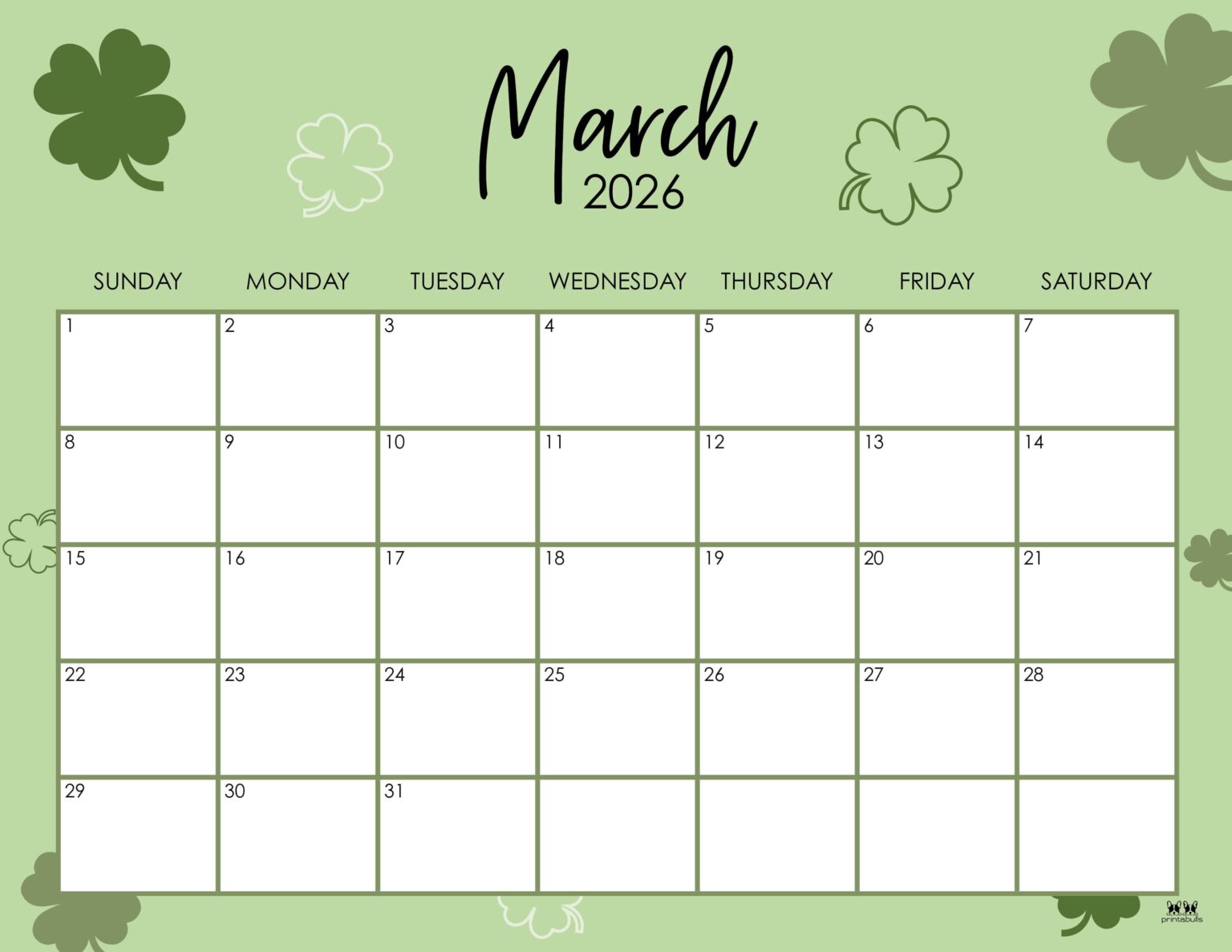 March 2026 Calendars - 123 FREE Printables - PrintaBulk