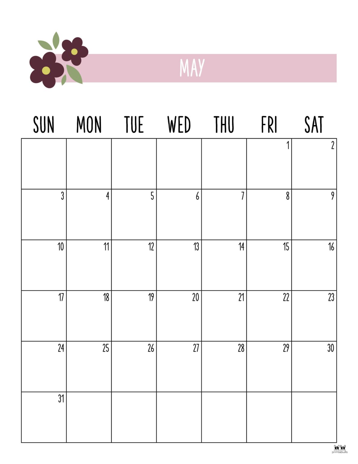 May 2026 Calendars - 123 FREE Printables | Printabulls