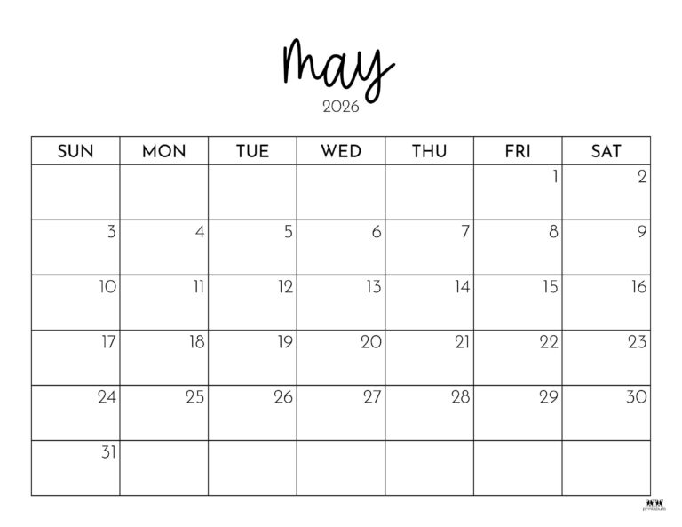 May 2026 Calendars - 123 FREE Printables | Printabulls
