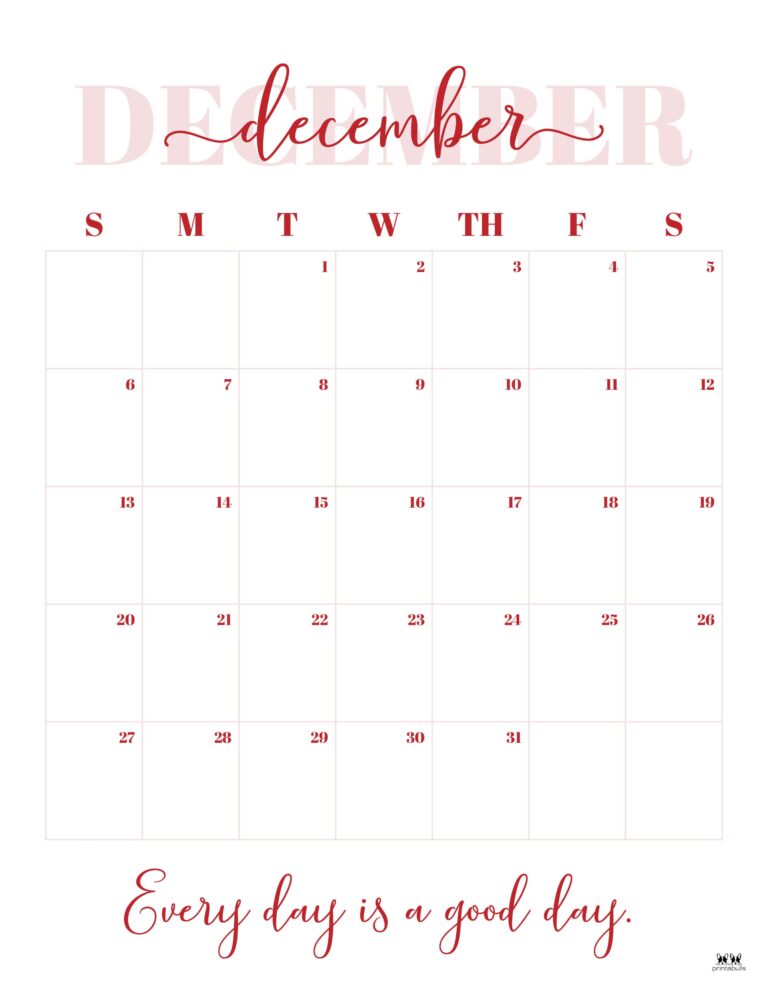 December 2026 Calendars - 150 FREE Printables | Printabulls