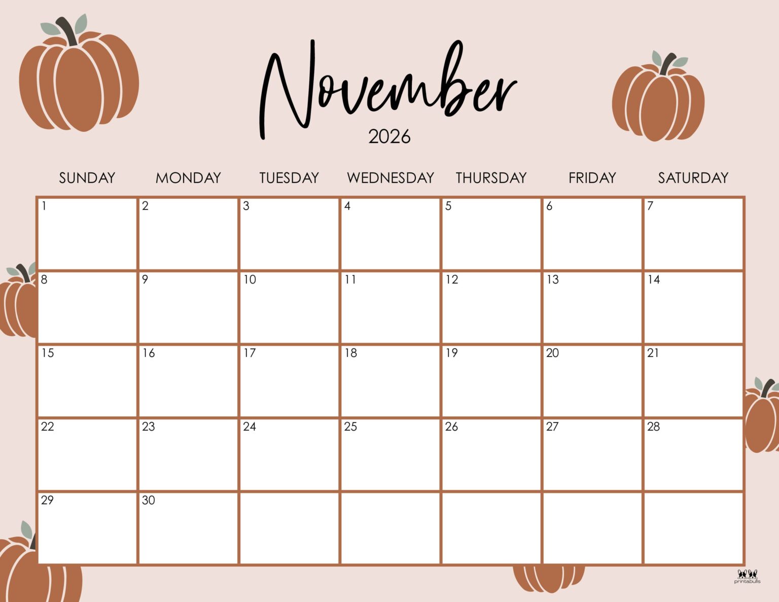 November 2026 Calendars - 123 FREE Printables - PrintaBulk